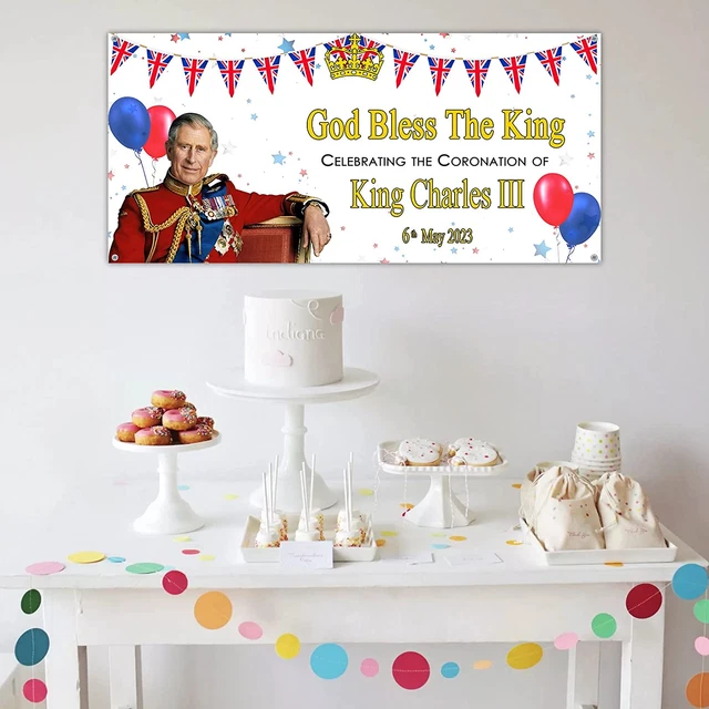 PERSONALISED KING CHARLES III Coronation Banner Decorations -Fabric ...