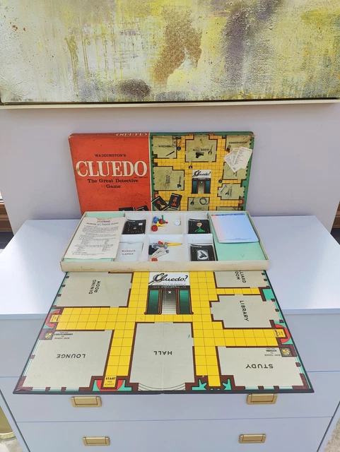 WADDINGTON CLUEDO GIOCO da Tavolo 95% Istruzioni Complete 1949/65 ...