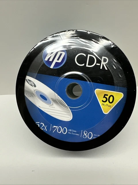 50 PACK HP Logo 52X CD-R CDR Blank Disc Storage Media 80Min 700MB New ...