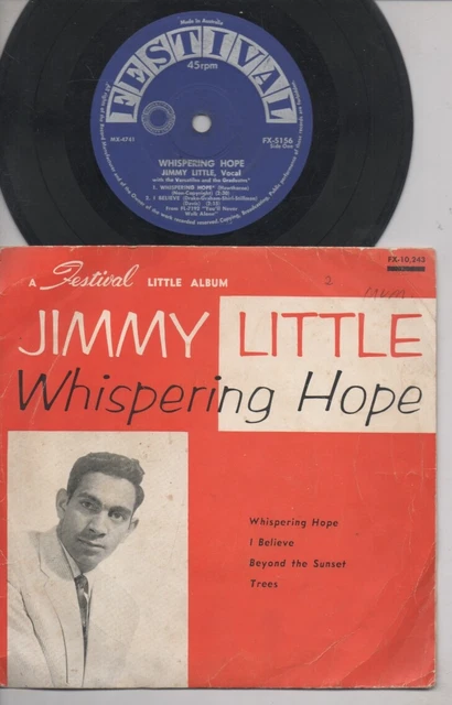 JIMMY LITTLE Rare 1960 Aust Only 7" OOP Mono Folk P/C EP "Whispering ...