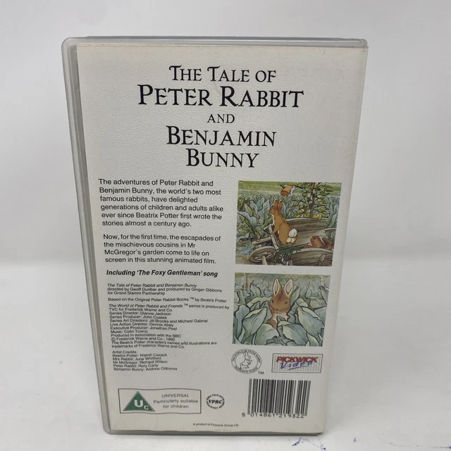 THE TALE OF Peter Rabbit And Benjamin Bunny VHS Tape Childrens Pickwick ...