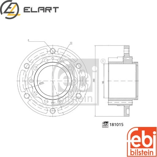 WHEEL HUB 181015 FOR MAN TGL/I/II FOC D0834LFL75/0834LFL61/0834LFL64 4 ...
