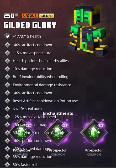 MINECRAFT DUNGEONS - Armor Unique Gilded Perfect Xbox/PS4/Switch/PC £9. ...