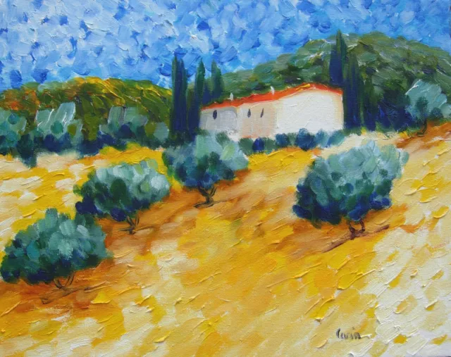 TABLEAU ORIGINAL CONTEMPORAIN peinture art painting 27x22 le mas aux ... TABLEAU ORIGINAL CONTEMPORAIN peinture art painting 27x22 le mas aux ...