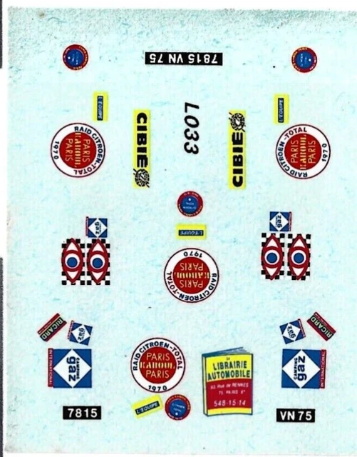 DECALCOMANIE DECALS 1/43 decals 1/43 Vitesse Citroen 2CV Paris Kaboul ...