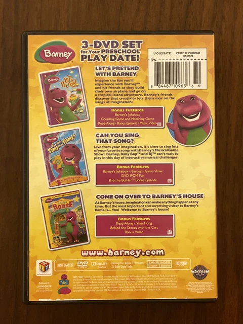 BARNEY - PLAY Date Pack 3 DVD , Let's Pretend, Can You Sing, Barney’s ...