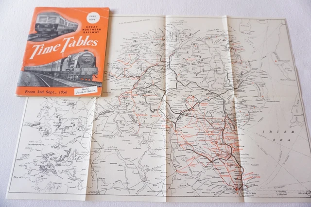 1956 GREAT NORTHERN Irish Railway Train Railway Timetable Ireland with ...