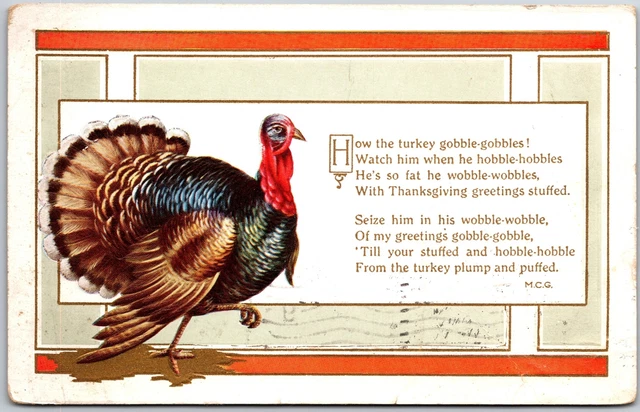 HOW THE TURKEY Gobble-Gobbles, 1915 Thanksgiving Turkey Poem, Vintage ...