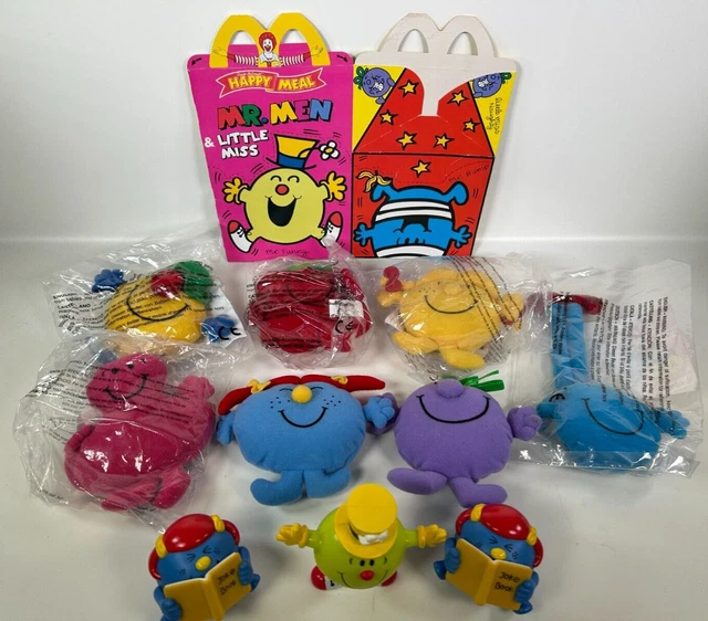 MR MEN MCDONALDS Happy Meal Toys Bundle Figures Soft Toys & Box Vintage ...