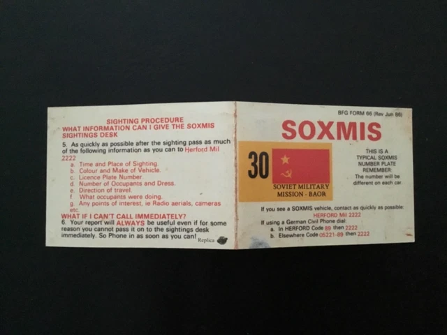 SOXMIS BFG FORM 66 (Rev Jun 86) , SOUVENIR, NUCLEAR WAR ...