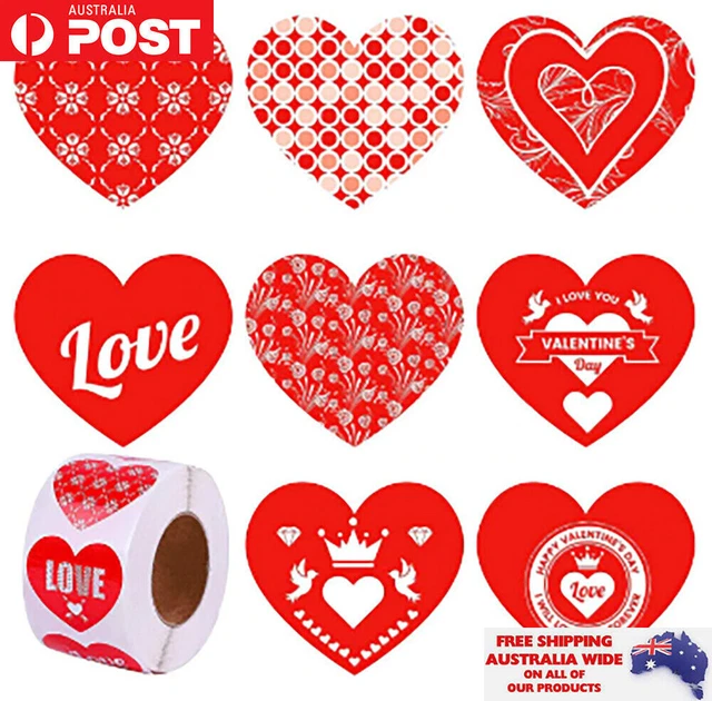 RED LOVE HEART Cute Stickers Scrapbook Label Adhesive Wedding Birthday ...