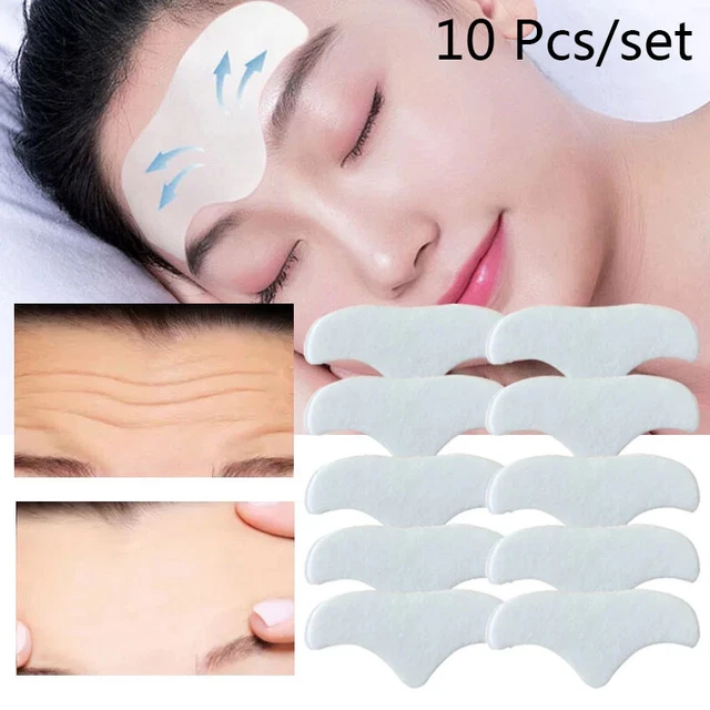 10PC REUSABLE ANTI-WRINKLE Forehead Pad Patches Moisturizing Stickers ...