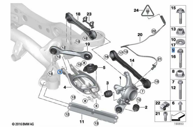 GENUINE BMW LOWER Control Arm Adjustment Bolt Kit E87/E88/E90/E92 £27. ...