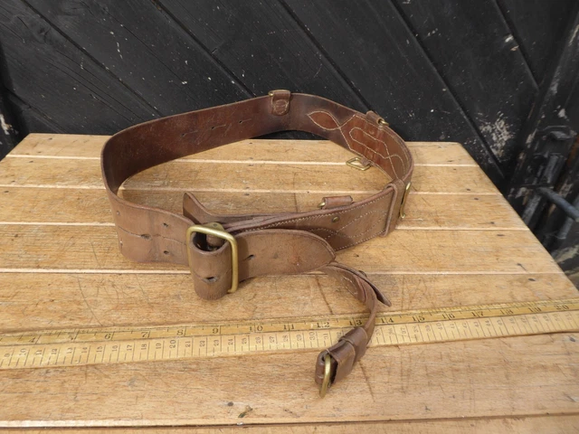 WW2 ERA BRITISH Army Officers Sam Browne Leather Belt + shoulder strap ...
