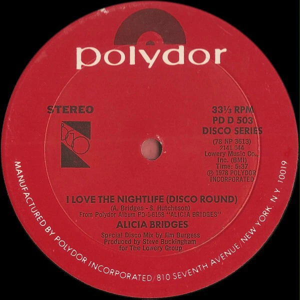 ALICIA BRIDGES - I Love The Nightlife (Disco Round) (12") EUR 19,62 ...