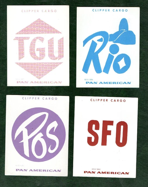 AIRLINE LUGGAGE LABEL 4 different Pan-Am Cargo labels #211 $12.99 ...