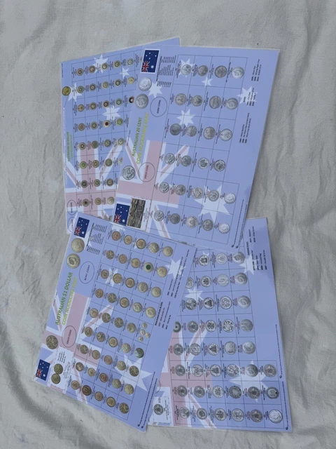 2025 AUSTRALIAN COIN Noodle/collecting Mats. $2, $1, 50c, 20c A3 Colour ...