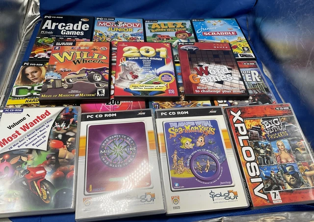LARGE PC DVD/CD ROM Games Bundle x 15 - Scrabble, Wild Wheels, Monopoly ...