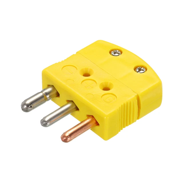 K TYPE THERMOCOUPLE Wire Connectors Male Plug with 3 Prong Round Pin ...