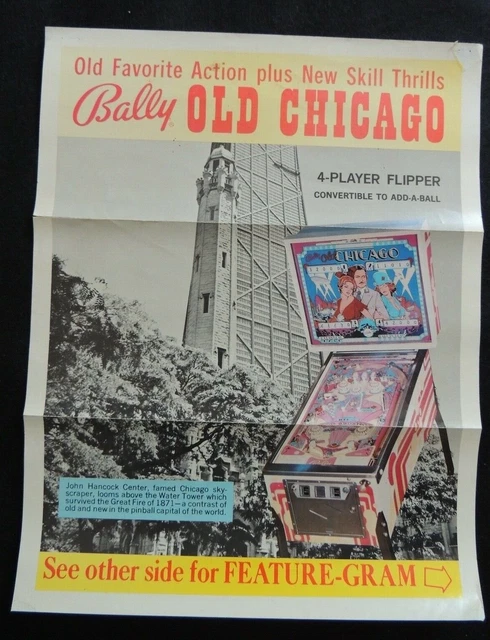 FLYER PUBLICITÉ OLD Chicago Flipper Pinball by Bally - collection EUR ...