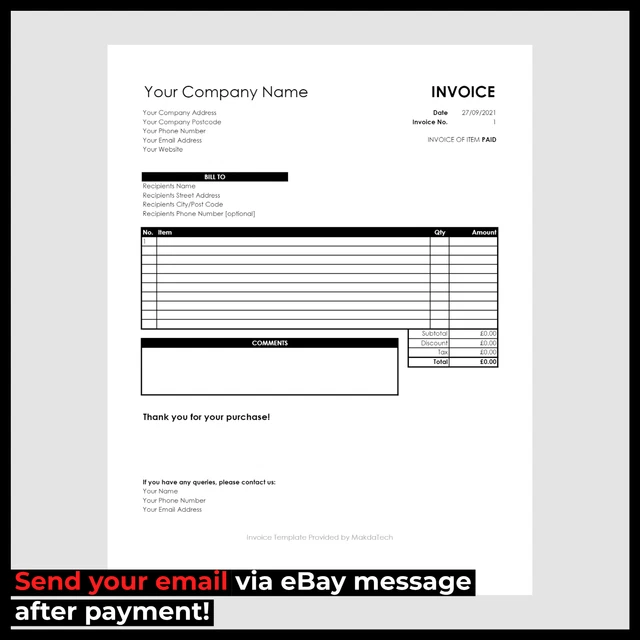 SIMPLE SALES INVOICE / Receipt Template 2024 | Microsoft Excel | Easy ...