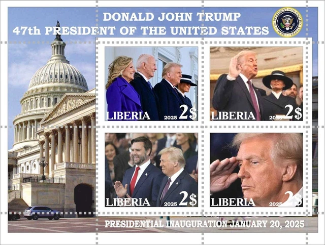 STAMP BLOCK PRESIDENT Trump re-election 2025 47th President of the US ...