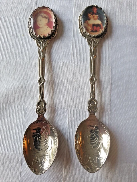 ROYAL SOUVENIR TEASPOONS Queen Mother / Charles & Diana Family Set of ...