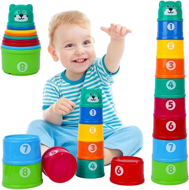 STACKING TOY BABY Kids 11 Piece Cups Bath Stackers Pre school Learning ...
