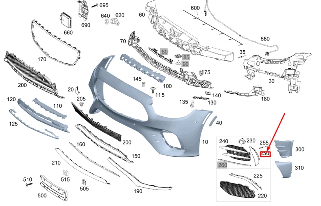 NEW MERCEDES-BENZ E C238 Front Bumper Right Trim Strip A2138856406 ...