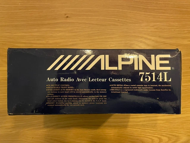 ALPINE 7514L HEAD Unit FM/MW:Lw Cassette Player With Pop Off Fascia ...