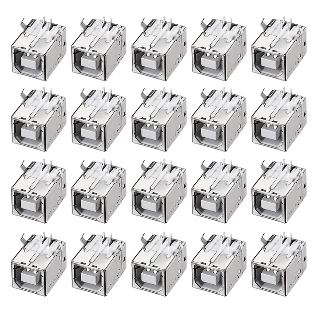 PCB USB CONNECTOR Type-B Female Jack 90 Degree DIP Printer Port 20Pcs ...