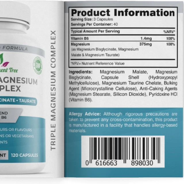TRIPLE MAGNESIUM COMPLEX - 4-in-1 Glycinate, 120 count (Pack of 2) £31. ...
