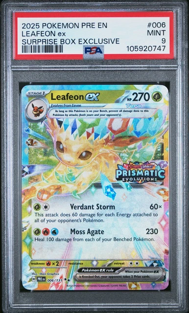 2025 POKEMON PRE En-Prismatic Evolutions Surprise Box Exclusive Leafeon ...