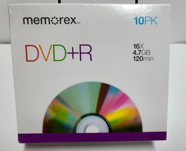NEW MEMOREX 10-PACK DVD+R Recordable Discs 16X 4.7GB 120min $13.44 - PicClick CA
