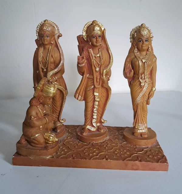 HINDU GOD SHRI Ram Darbar Statue Lord Rama Sita Laxman Hanuman Idol £12 ...