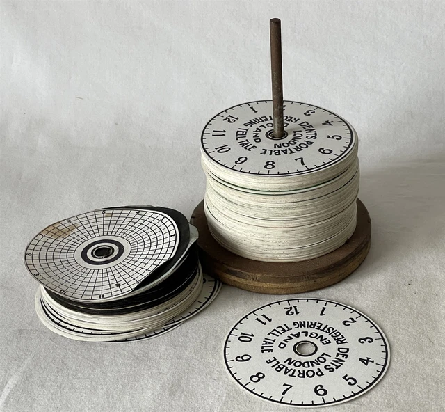 VINTAGE DENT WATCHMAN Recording Clock Paper Disk Refills & Carbon ...