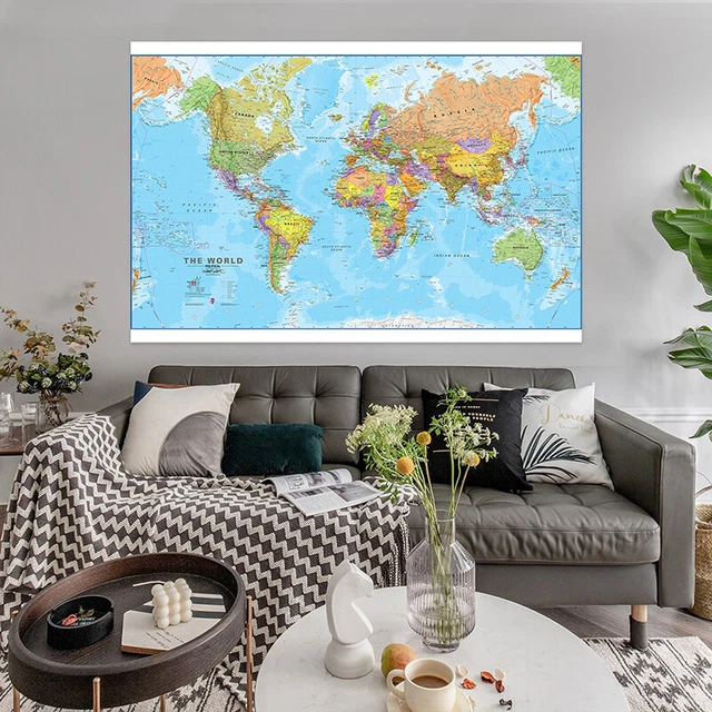 MAP OF THE WORLD POLITICAL MAP POSTER PRINT 36*24in EUR 9,98 - PicClick FR