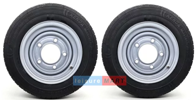 TWO 195 X 12 195/60 R12C Trailer Tyre on 5 Stud 6.5 inch PCD Rim Ifor ...