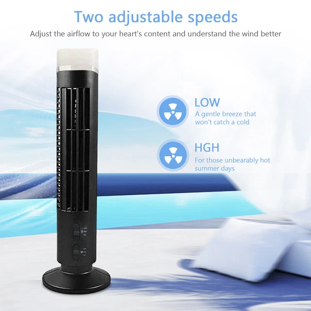 MINI TOWER FAN Bladeless Vertical Air Conditioning Fan 2-speed for ...