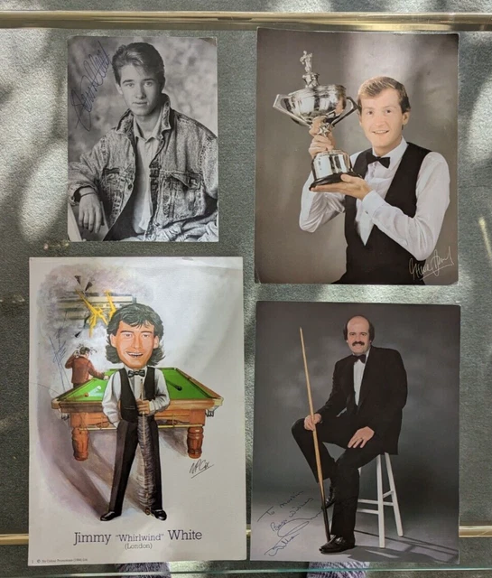 AUTOGRAPHED SNOOKER PHOTOS Jimmy White Willie Thorne Stephen Hendry ...