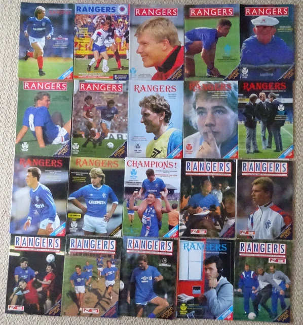COLLECTION OF 20 x different Rangers football programmes from the 1980s ...
