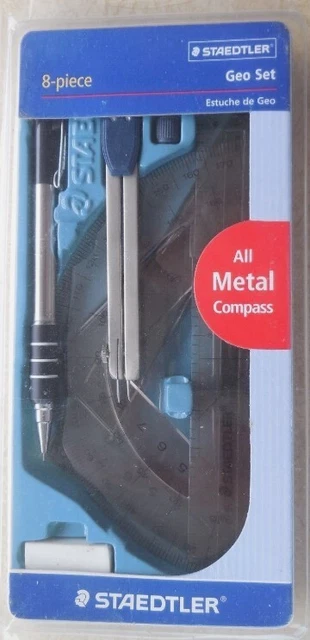 STAEDTLER 8-PIECE GEOMETRY Math Student School Set w/Metal Compass $9. ...