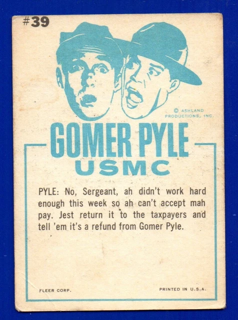 GOMER PYLE SERGEANT Carter 1965 Fleer Gomer Pyle Usmc #39 Very Good £1. ...
