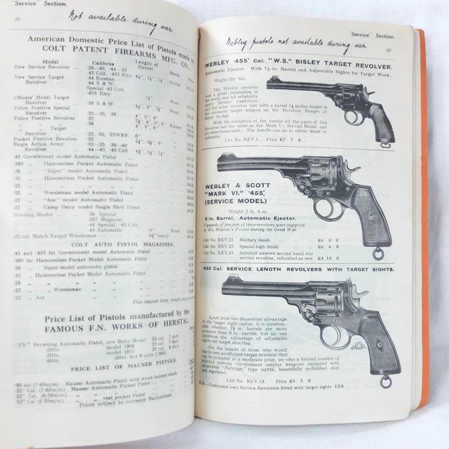 WW2 1942 PARKER-HALE Lee Enfield Smle Rifle Gun Catalogue Webley Colt ...