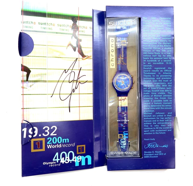 SWATCH CHRONO WATCH GOLD MEDAL SCZ400 New 1997 ~ Signed x2 by Michael ...