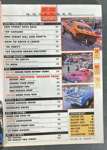 HOT ROD MAGAZINE Nov 1995 Radical Street Cars/Engine Parts Buyers Guide ...