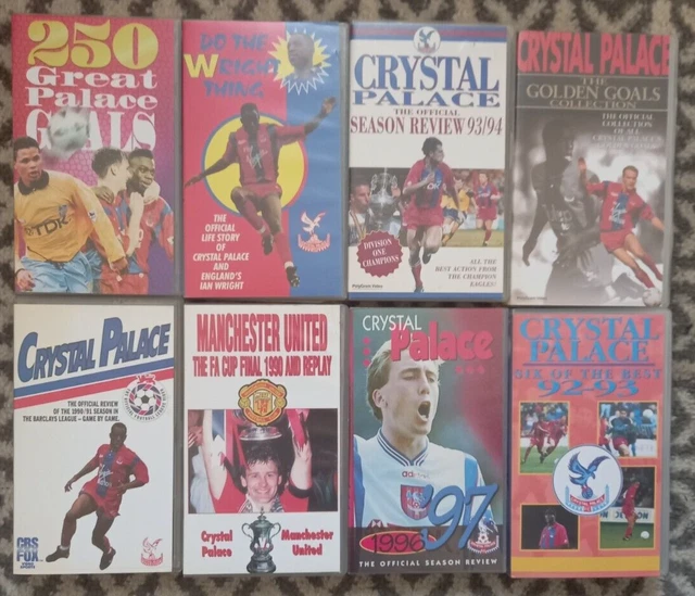 8 CRYSTAL PALACE FC VHS Tapes (1990 - 1997) SEASON REVIEWS FA CUP FINAL ...