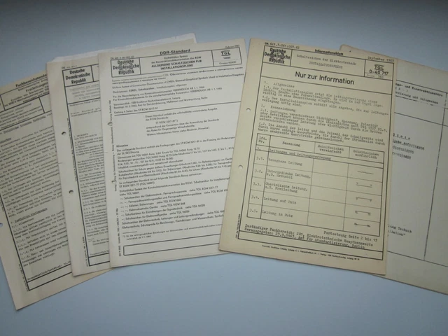 DDR-STANDARD ELEKTROTECHNIK TGL 5 Stück, Installationspläne, Richtlinie zur Anfe EUR 9,90 ...