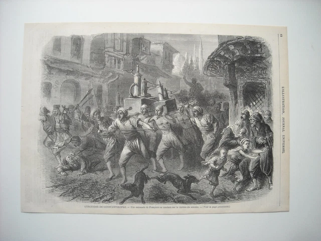 1870 ENGRAVING. THE Fire Of Constantinople. A Returning Fire Squad.. £7 ...