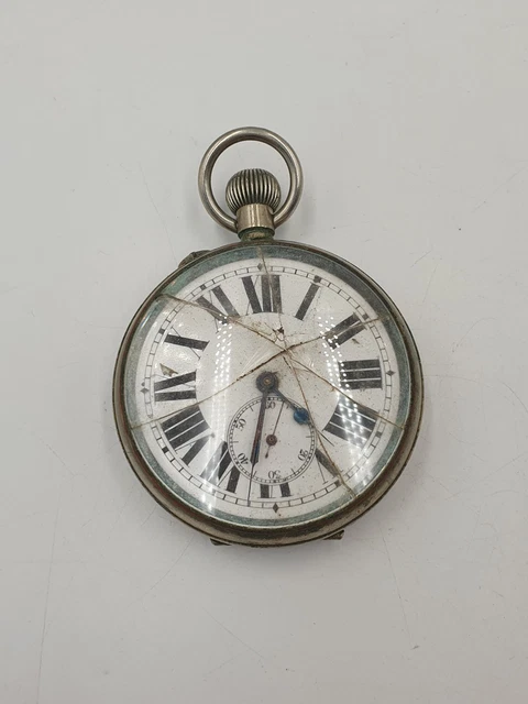 ANTIQUE GOLIATH POCKET Watch Non Working Broken Face Spares and Repairs ...